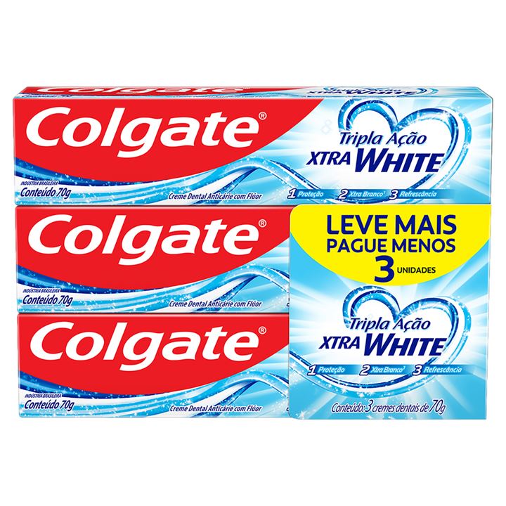 CR DENTAL COLGATE TRI AC 3X70G XTRA WHIT | Grupo Astoria
